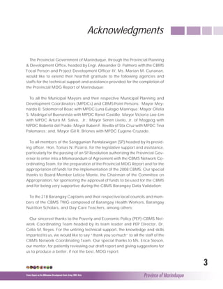 MDGs Provincial Status Report 2010 Philippines Marinduque | PDF