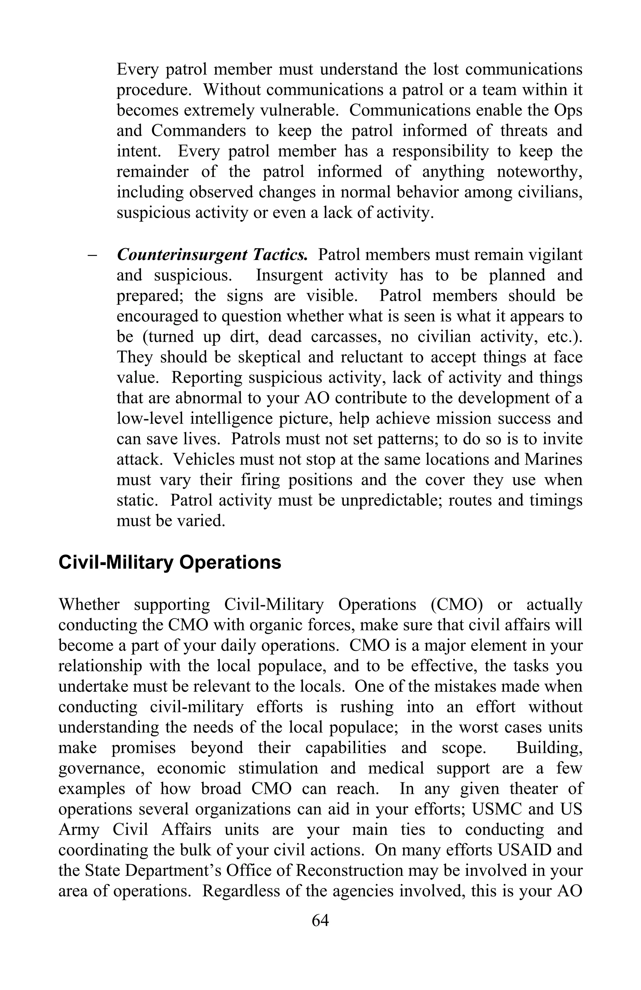 Marine Corps Small Unit Leaders Guide To Counterinsurgency | PDF