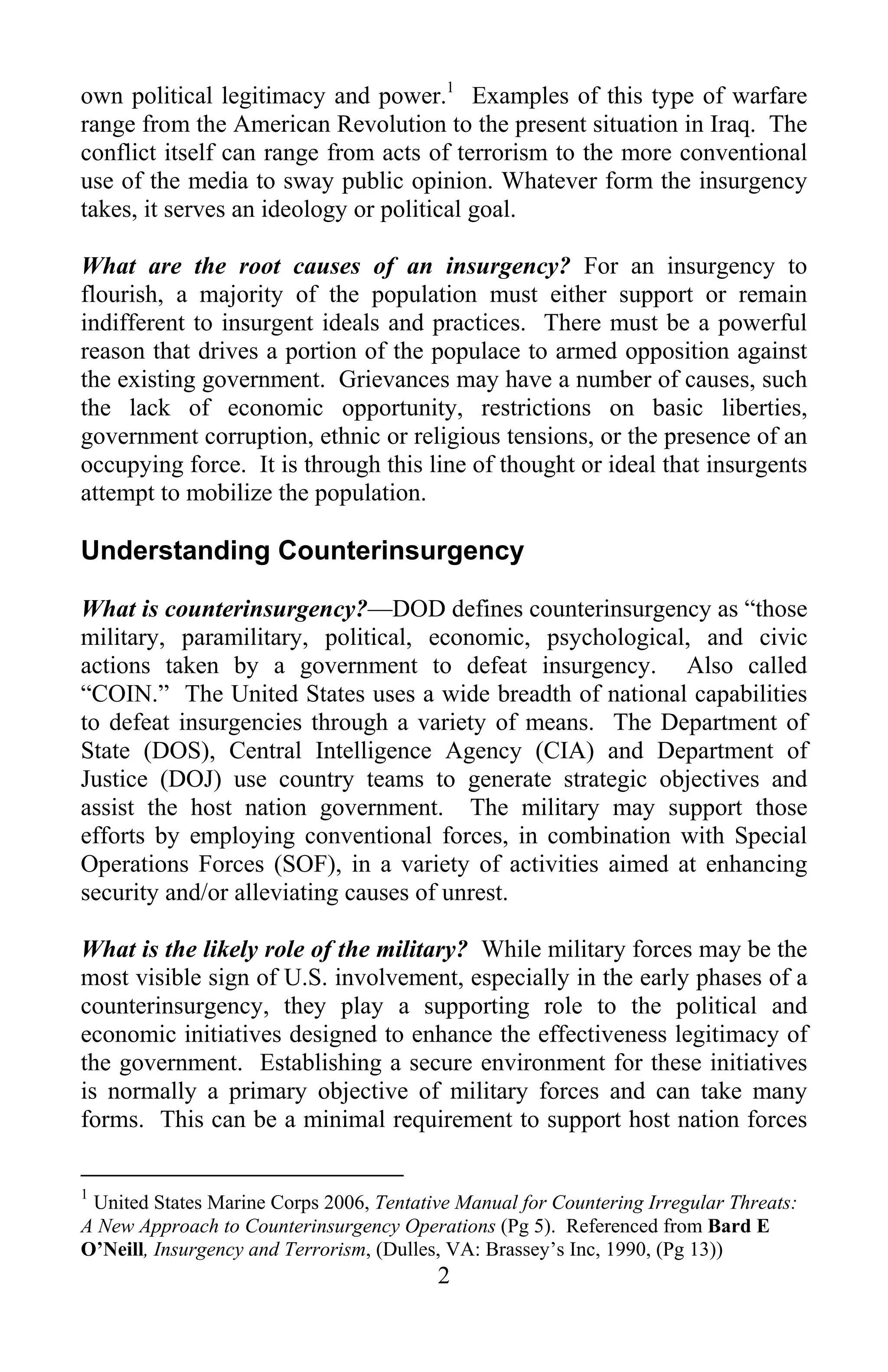 Marine Corps Small Unit Leaders Guide To Counterinsurgency | PDF