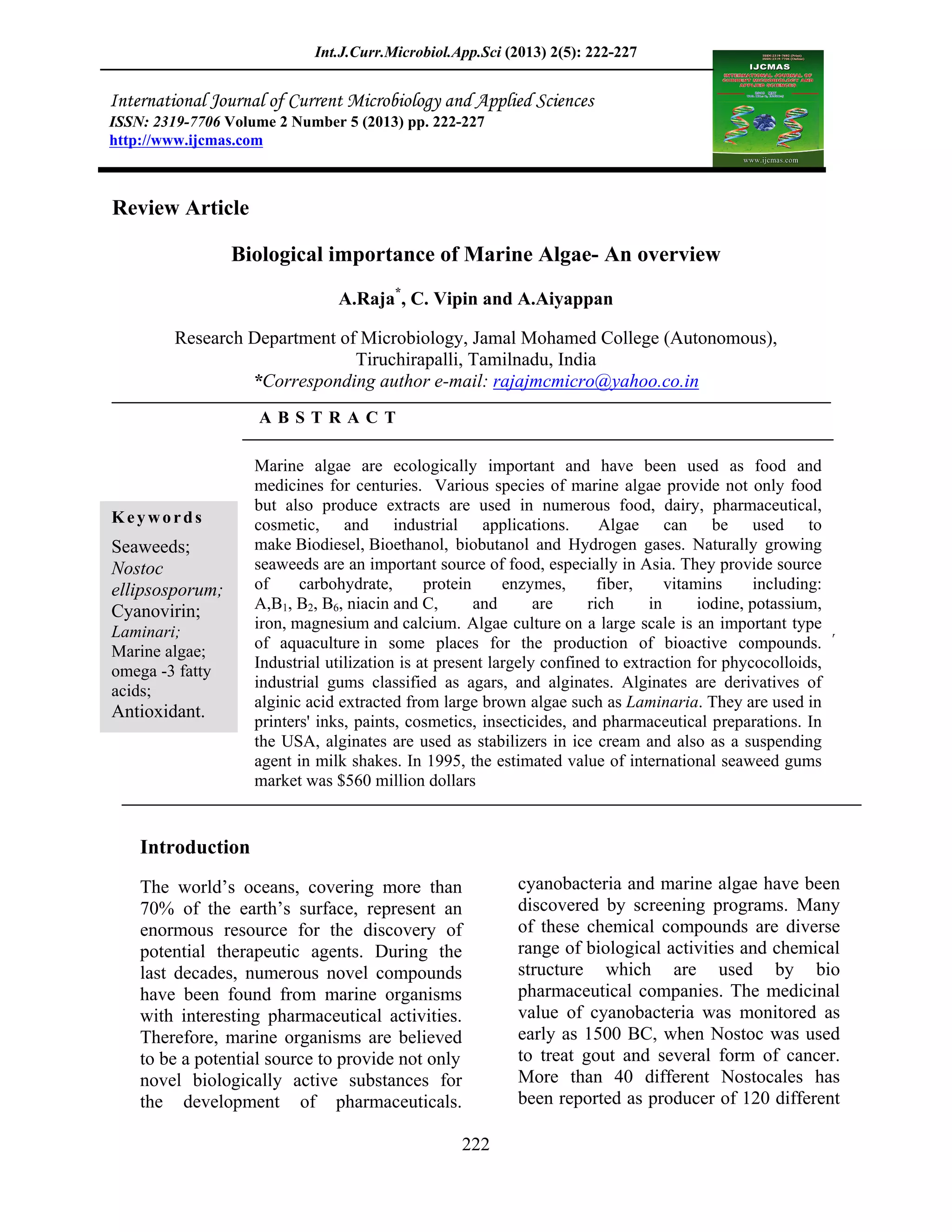 Marine algae an overview | PDF