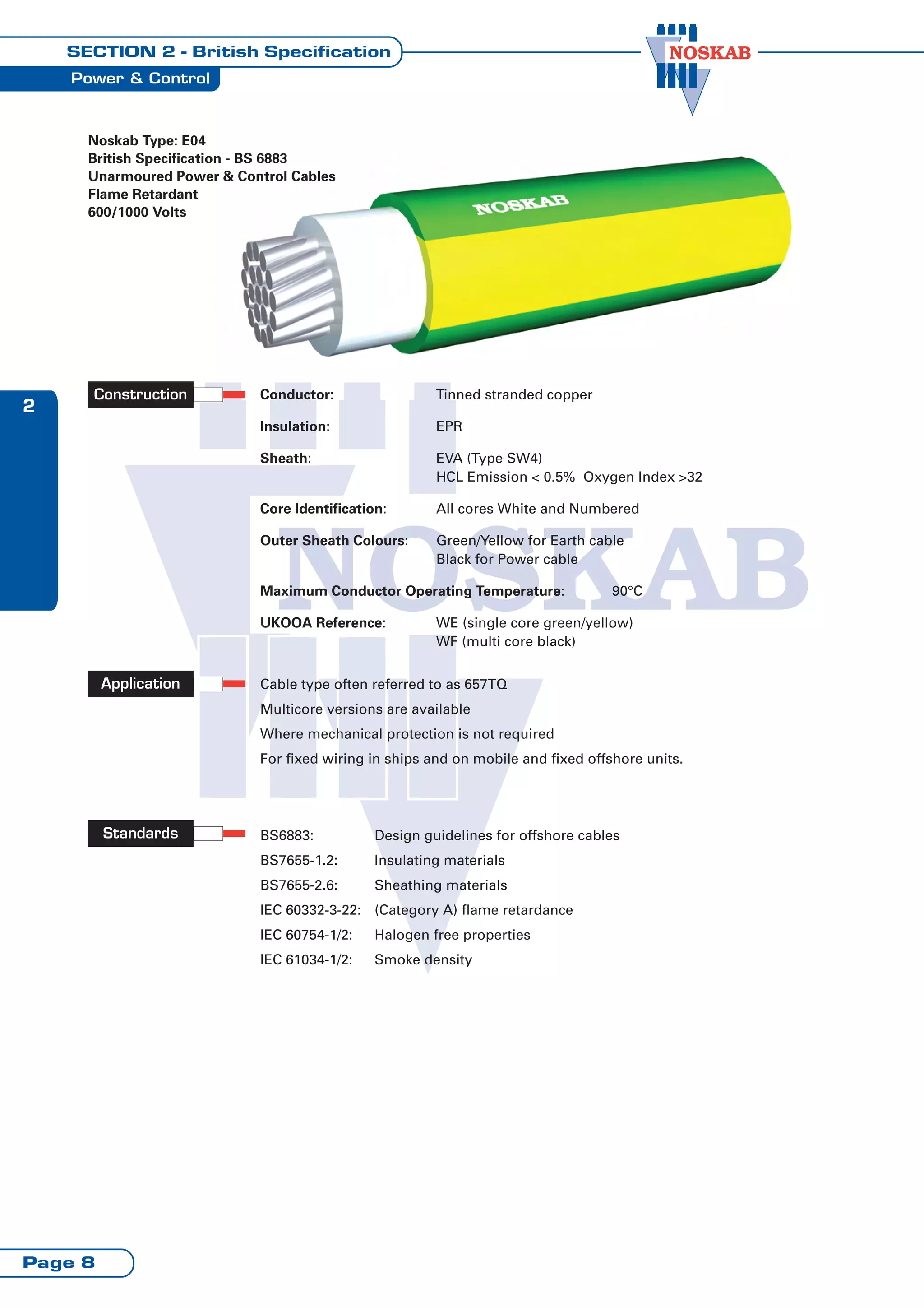 Marine and Offshore Cables - Noskab Catalogue | PDF
