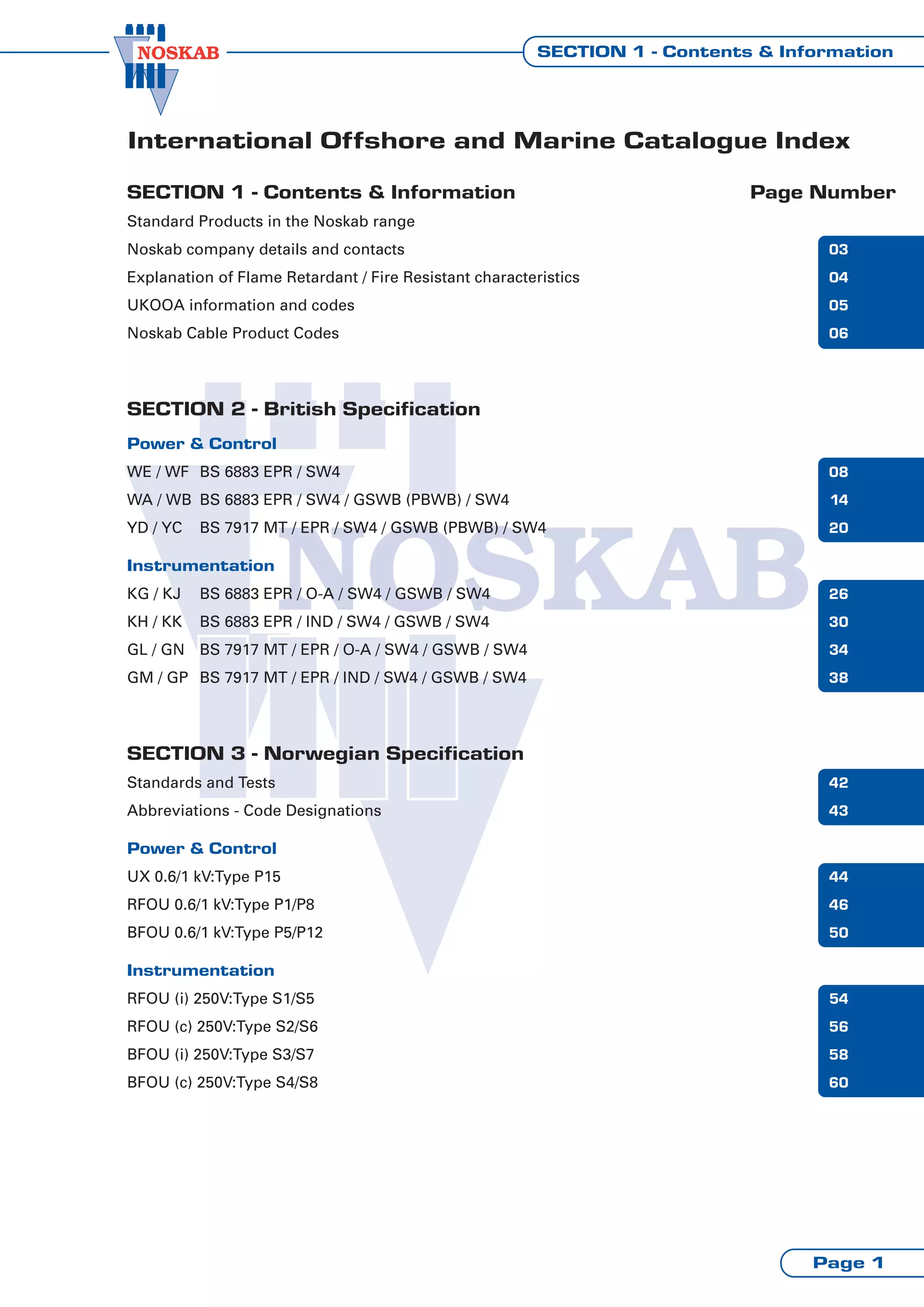 Marine and Offshore Cables - Noskab Catalogue | PDF