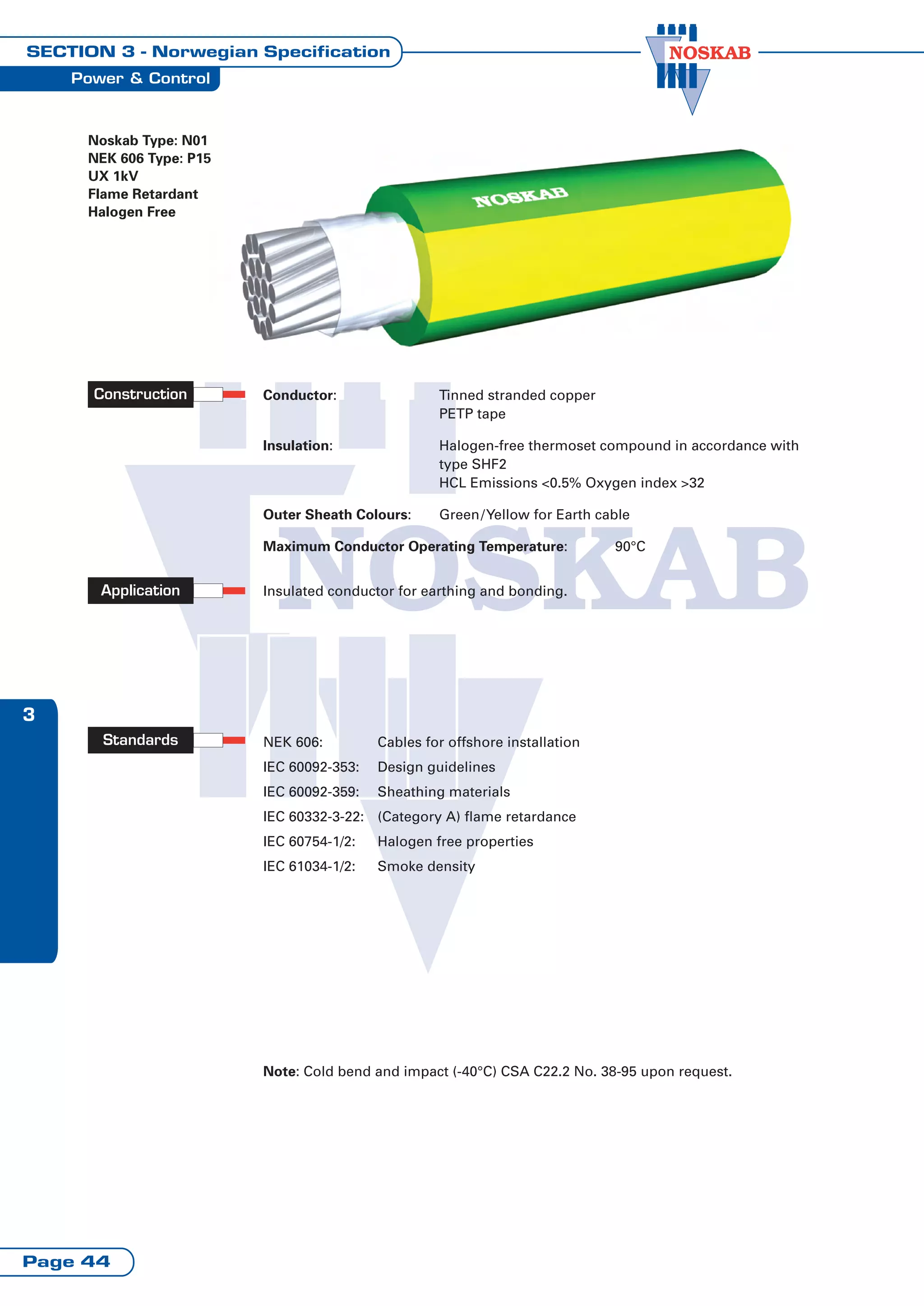 Marine and Offshore Cables - Noskab Catalogue | PDF