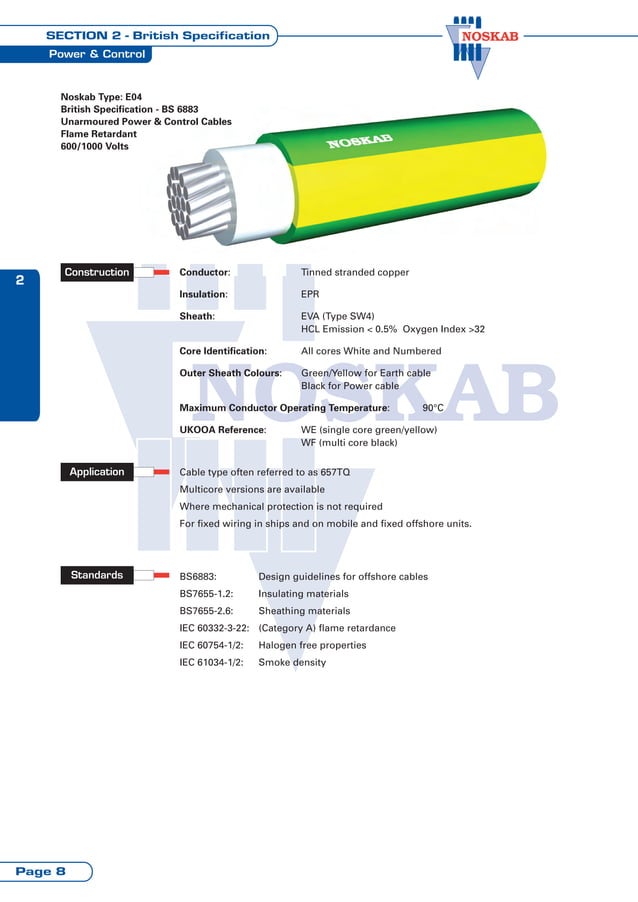 Marine and Offshore Cables - Noskab Catalogue | PDF