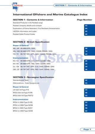 Marine and Offshore Cables - Noskab Catalogue | PDF