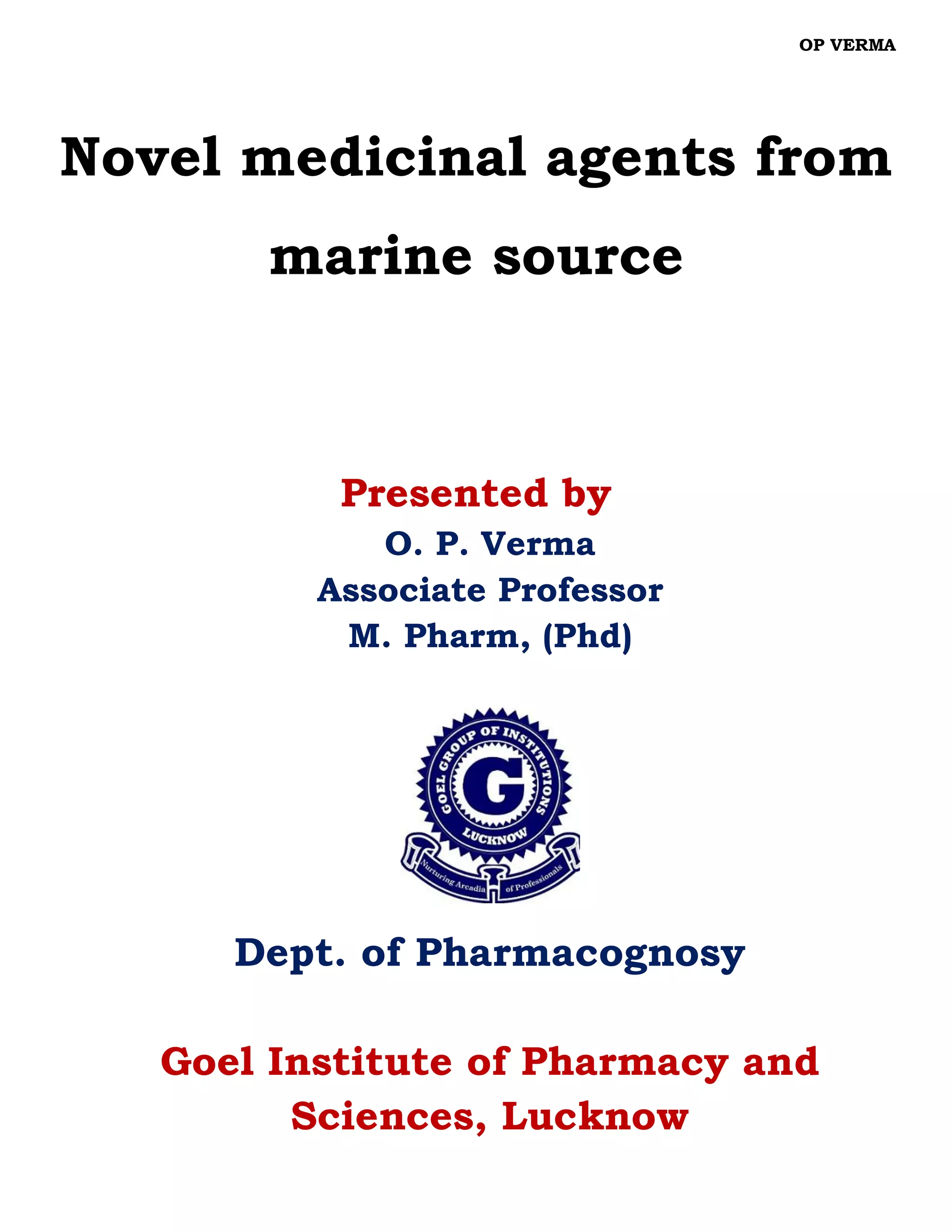 Marine as a source of drugs | PDF