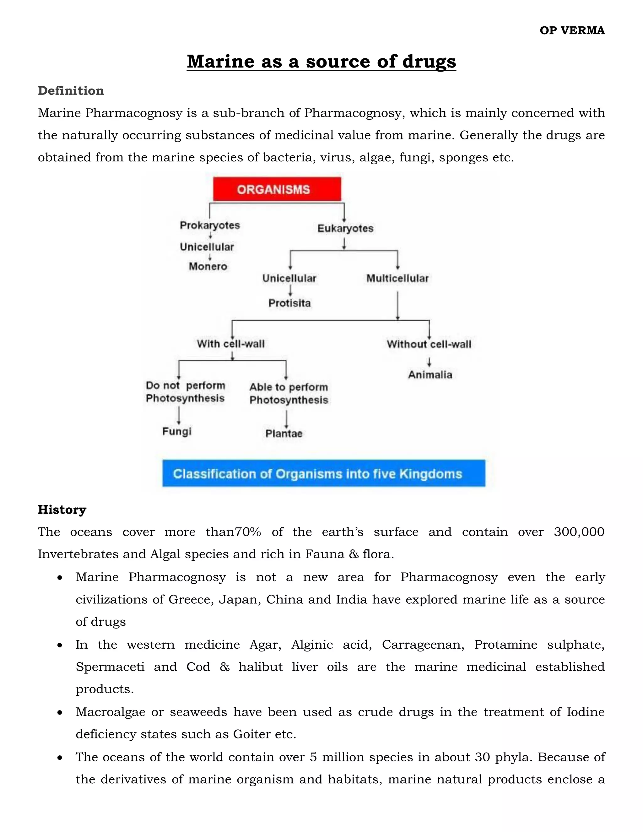 Marine as a source of drugs | PDF