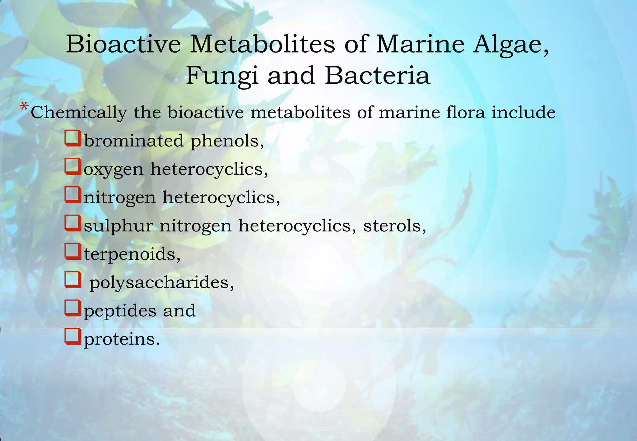 Marine bioactive compounds | PDF | Chemistry | Science