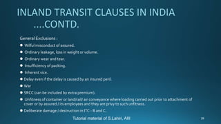 Lecture Material on Marine Cargo Insurance by Samiran Lahiri | PPT