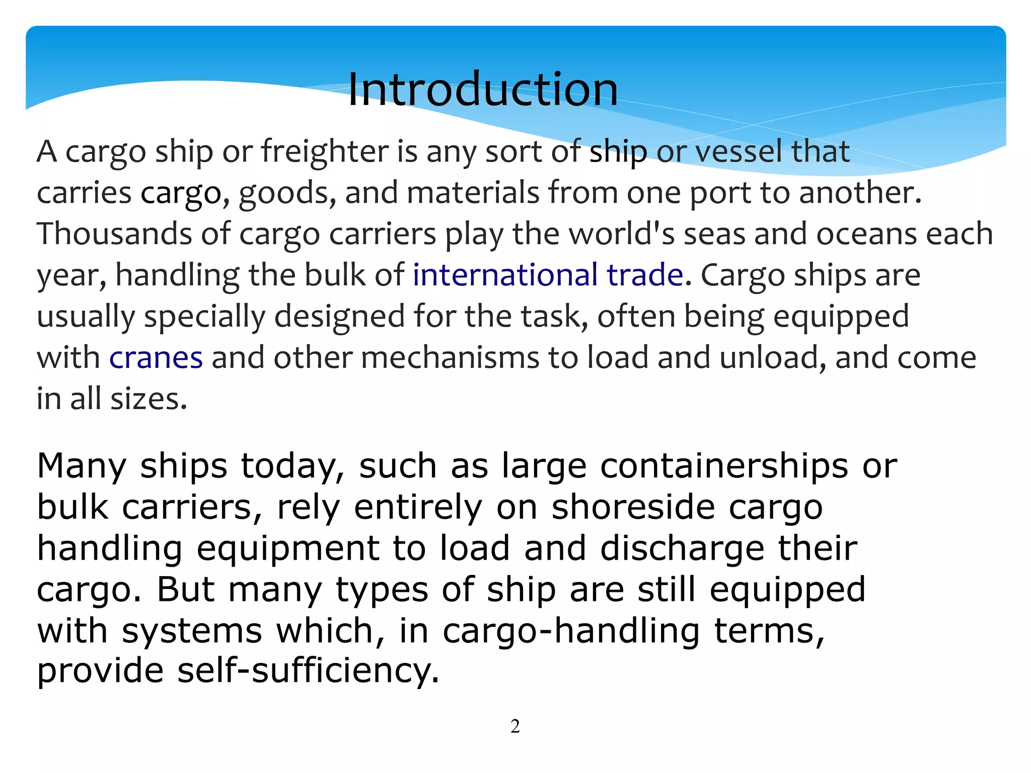 marine cargo handling system and machines | PPTX