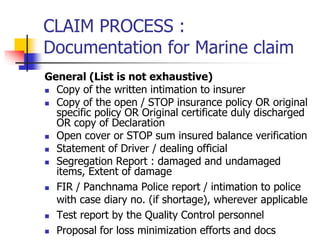 Marine Cargo insurance claims | PPTX | Motor Insurance | Insurance