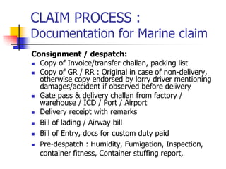 Marine Cargo insurance claims | PPTX | Motor Insurance | Insurance