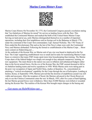 Marine Corps History Essay | PDF