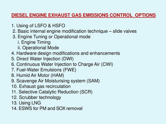Marine Diesel Engine Exhaust Gas Emissions Control Technologies | PPT