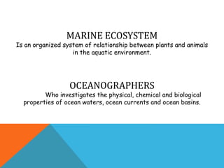 Marine ecology | PPTX