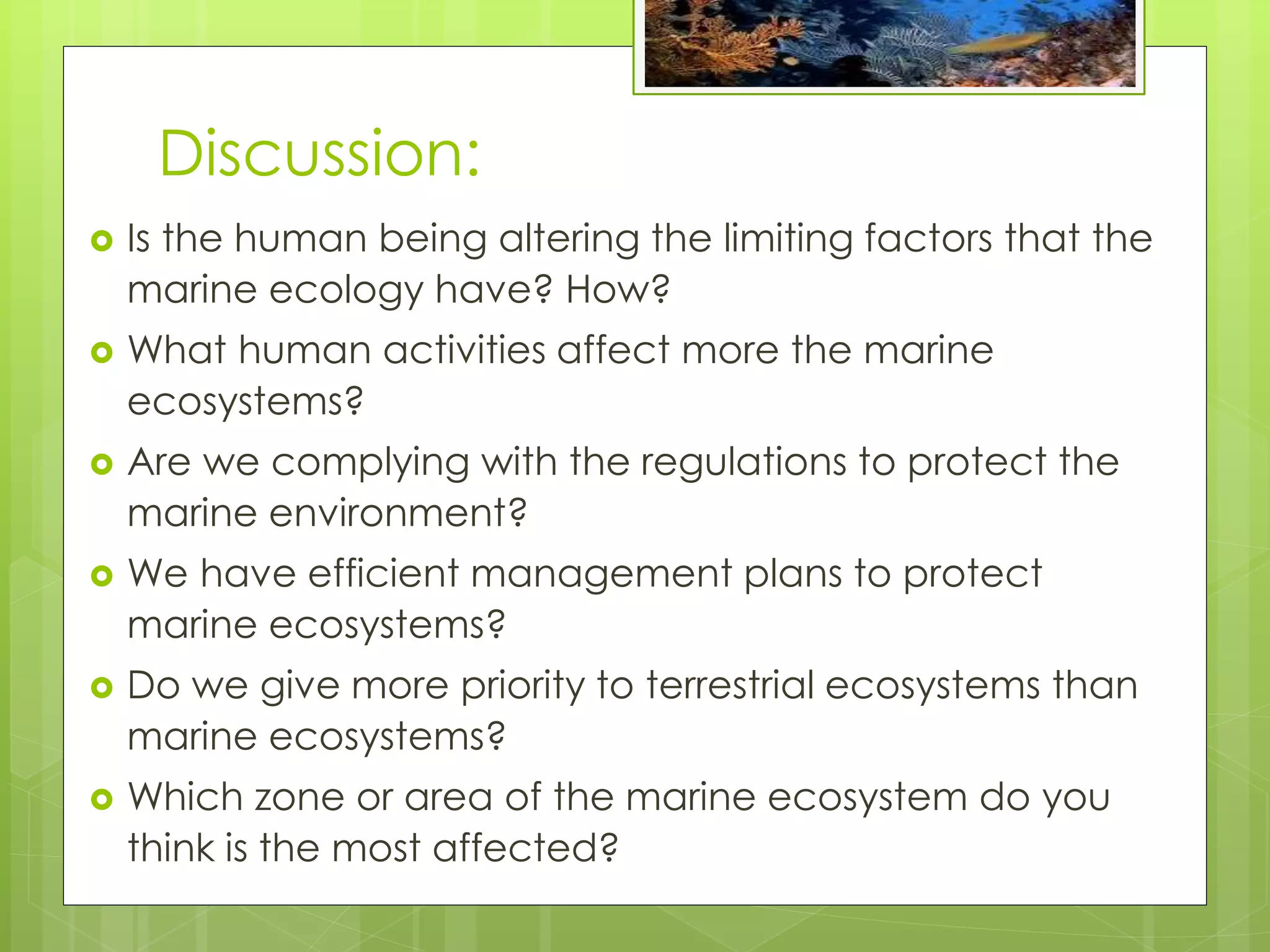 Marine Ecology: Physical Limiting Factors | PDF