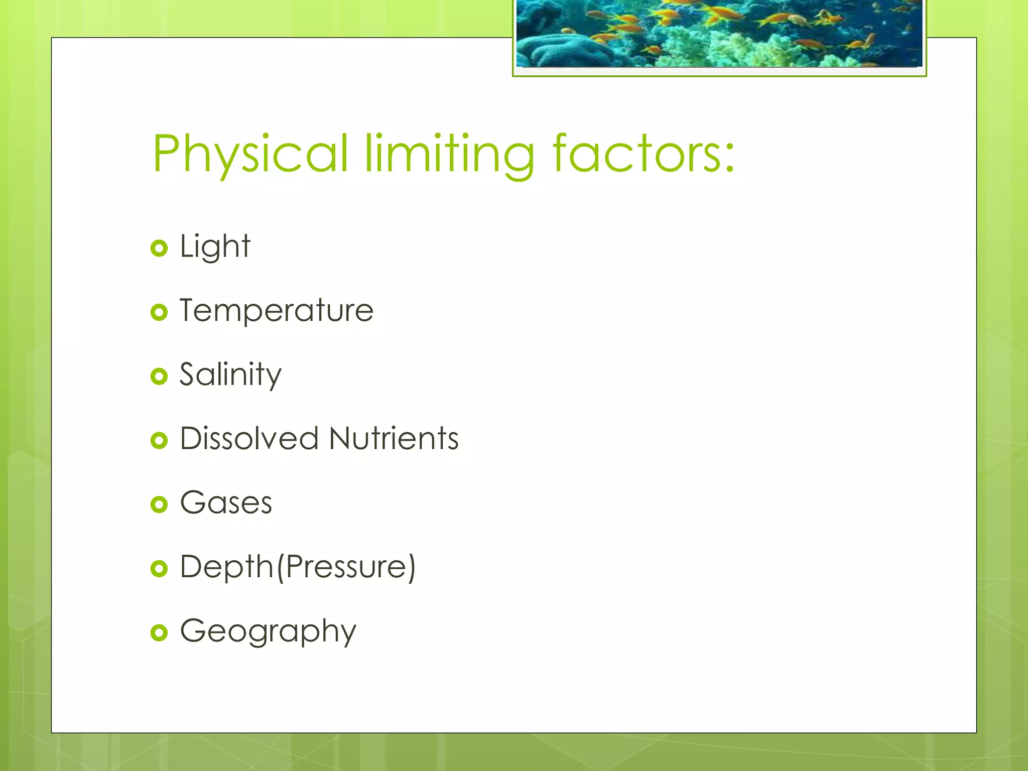 Marine Ecology: Physical Limiting Factors | PDF
