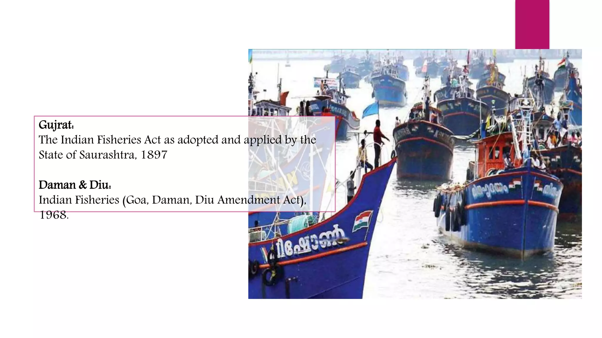 Marine fisheries regulation act (mfra), and its amendments of gujrat ...