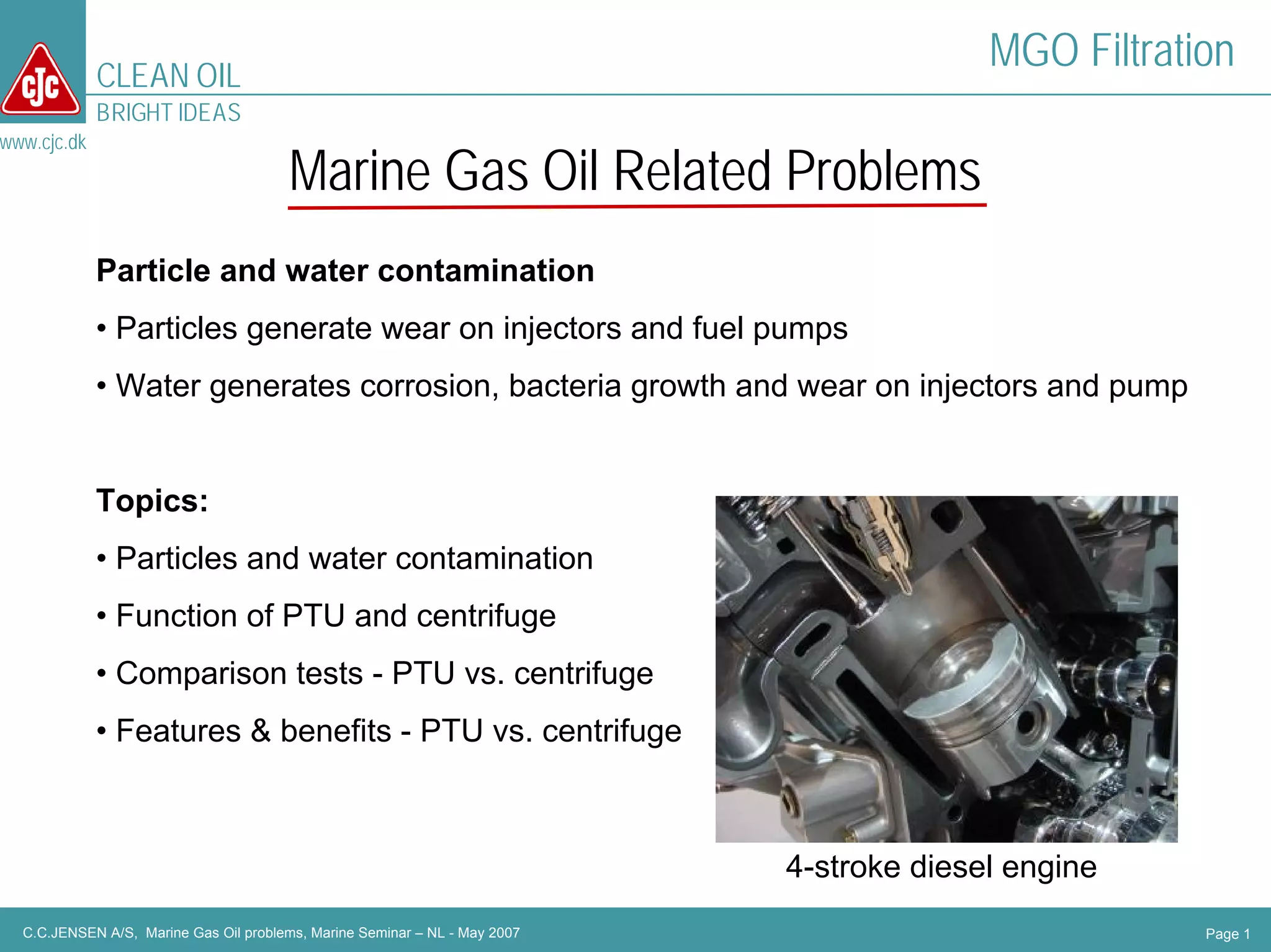 Marine gas oil/ diesel fuel issues may07-comparison ptu vs centrifuge | PDF