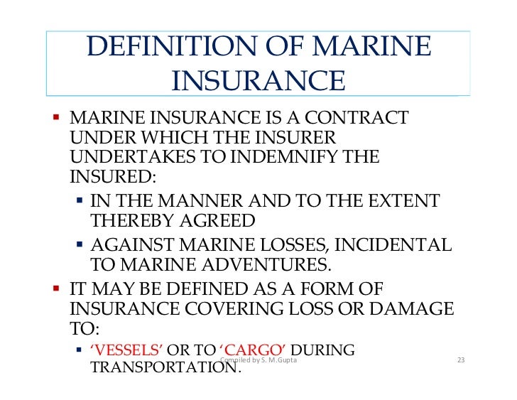 Basics Of Marine Insurance Basics Of Marine Insurance
