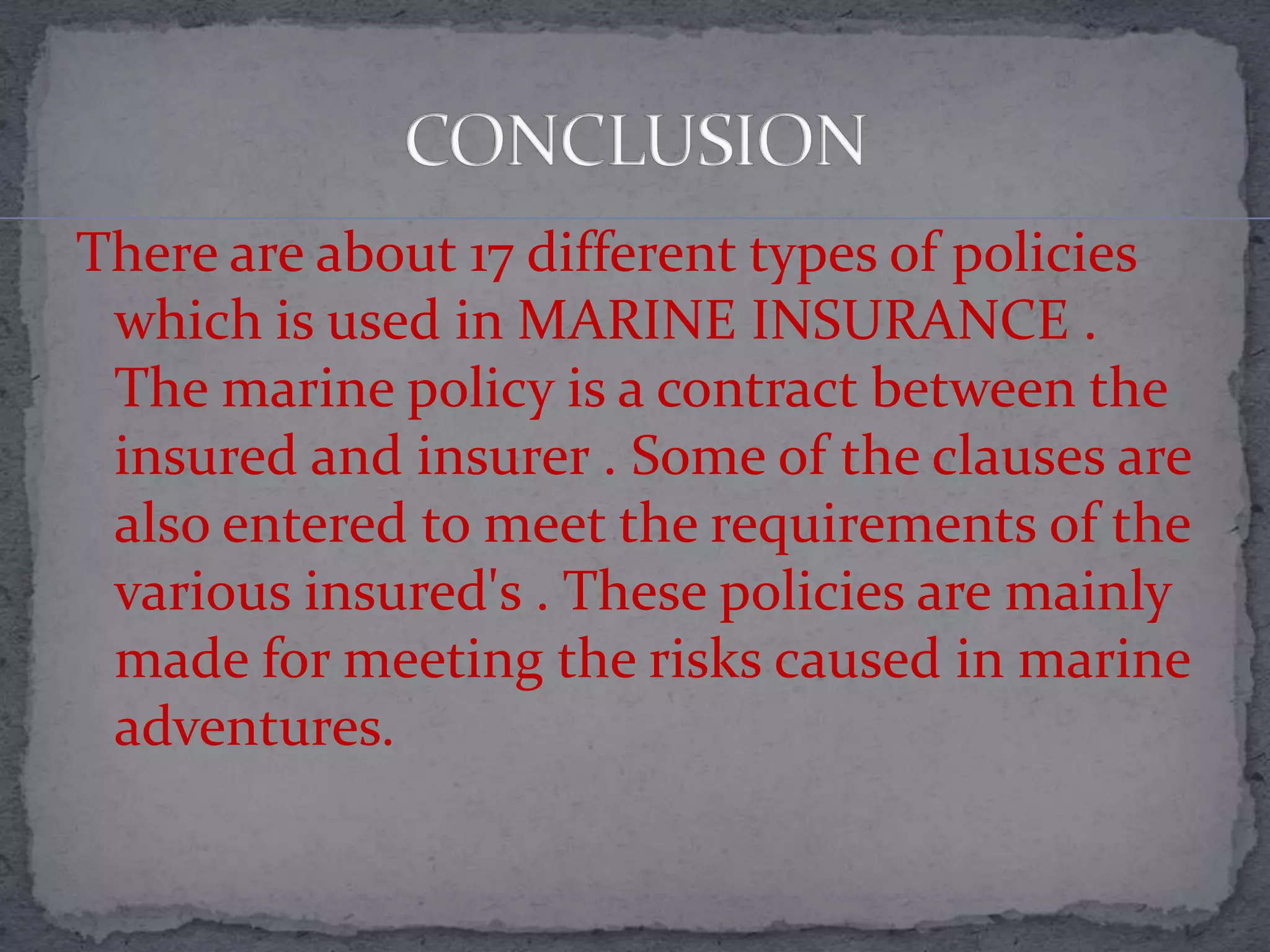 Marine insurance contract | PPT