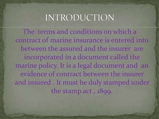 Marine insurance contract | PPT