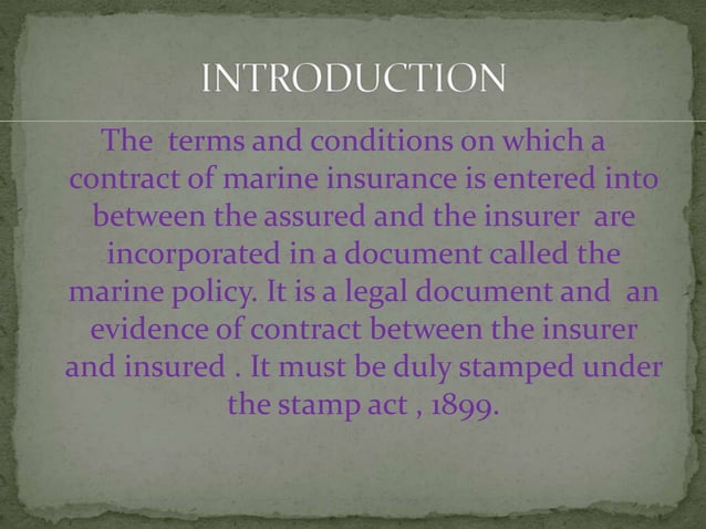 Marine insurance contract | PPT