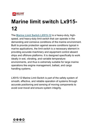 Marine Limit Switch LX915-12: Specifications and Application Guide | PDF
