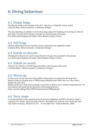 Marine mammals: physiological adaptations to freediving | PDF