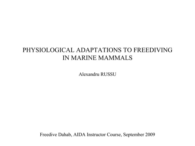 ppt: Physiological adaptations to freediving in marine mammals | PPT