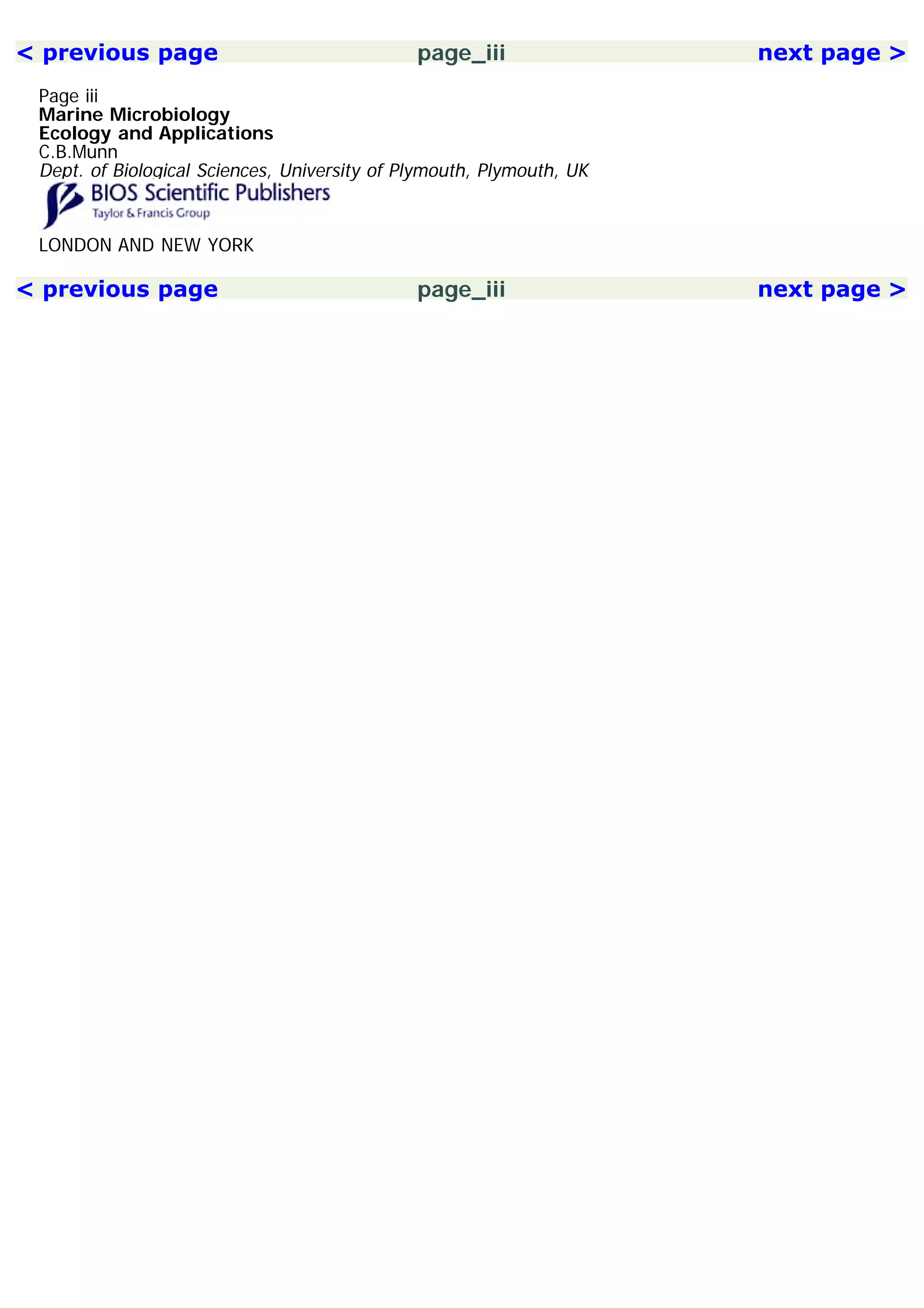 Marine microbiology ecology & applications colin munn | PDF