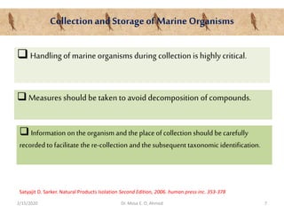 Marine organisms collection and isolation of marine natural products ...