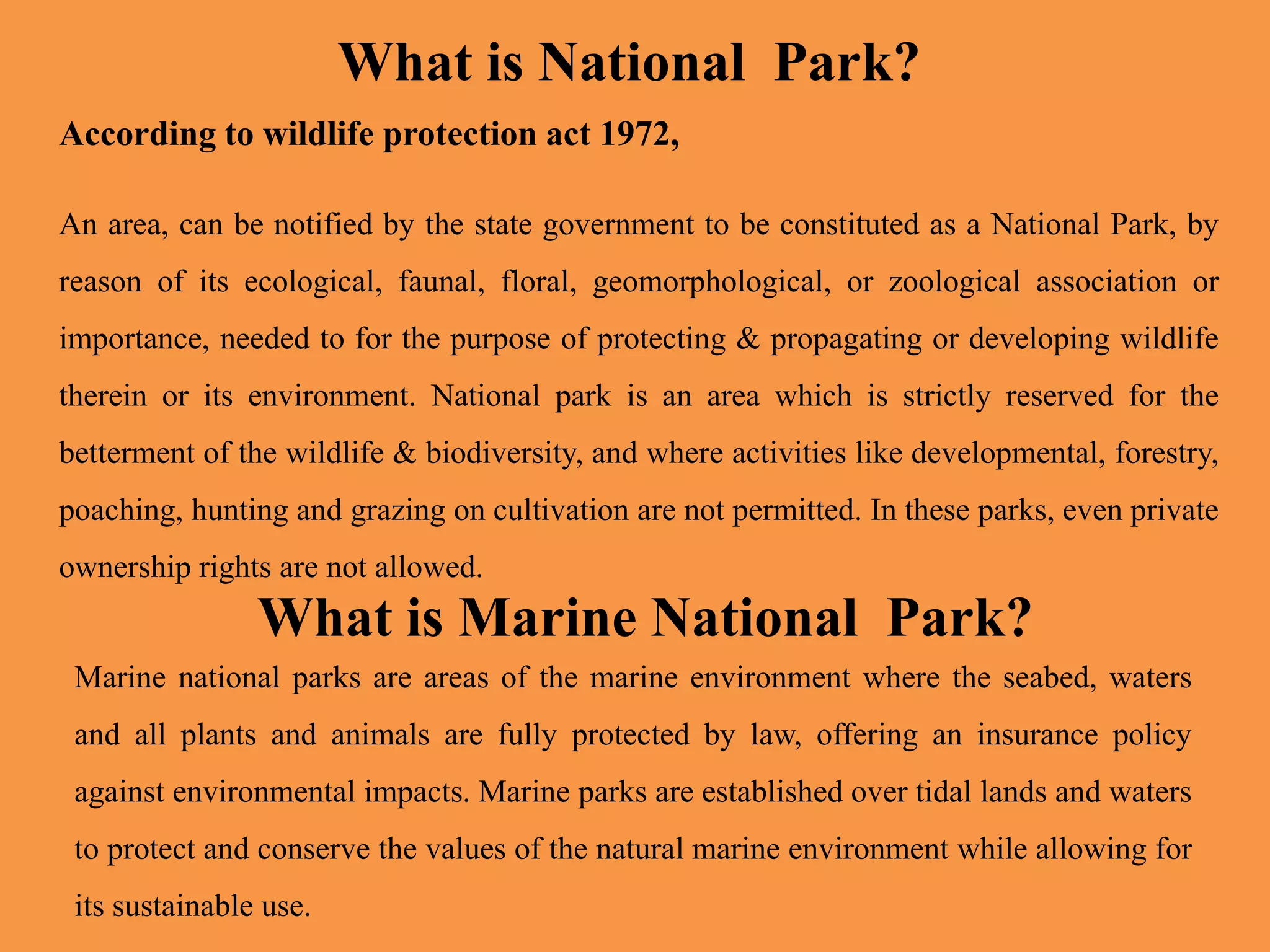 Marine parks and marine protected areas | PPTX