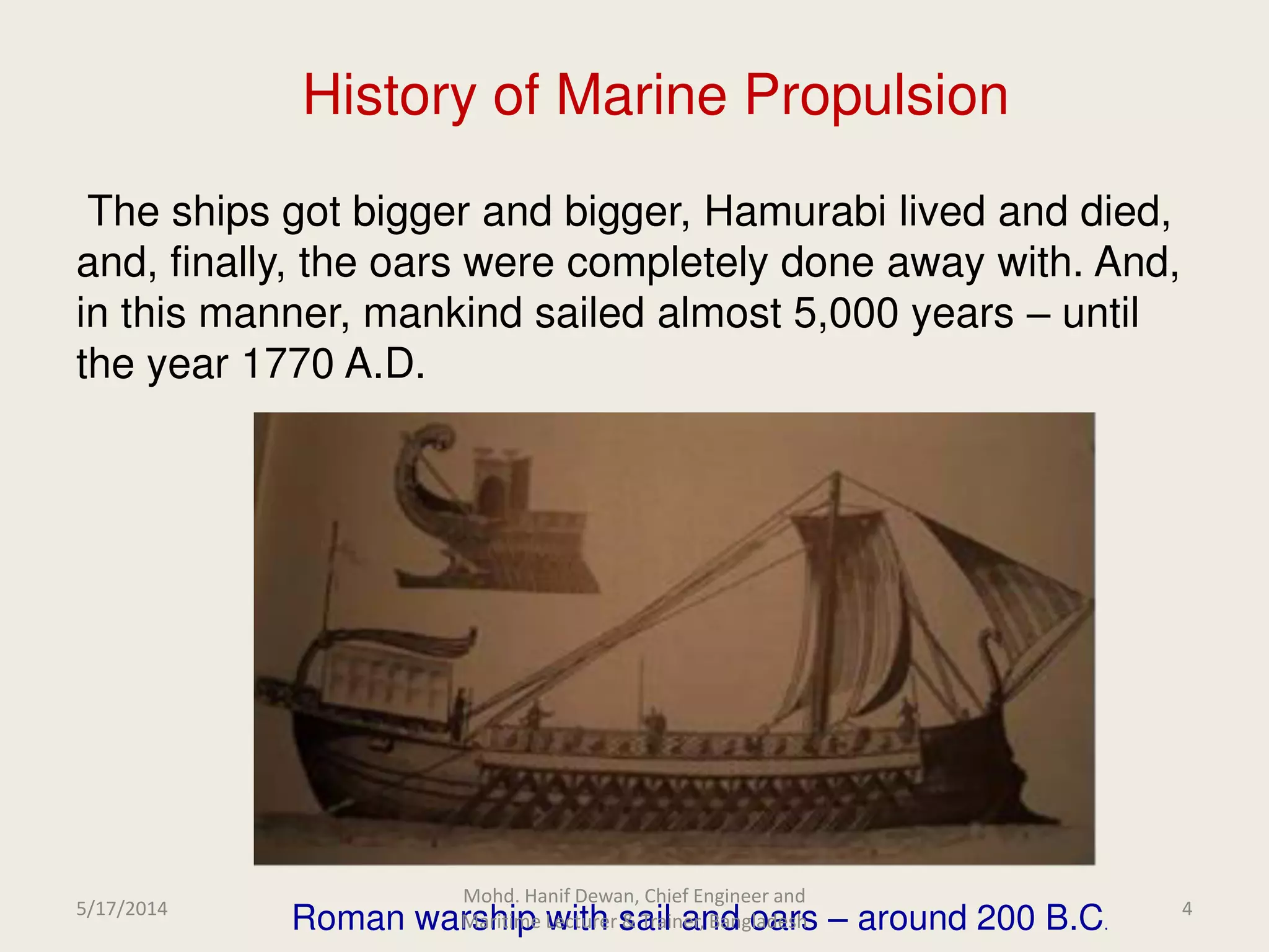 Marine Propulsion History and Electric Propulsion & Future Technology | PDF