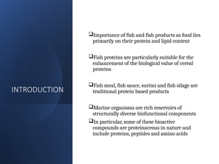 Marine Protein and its benefits and utilization of protein in various ...
