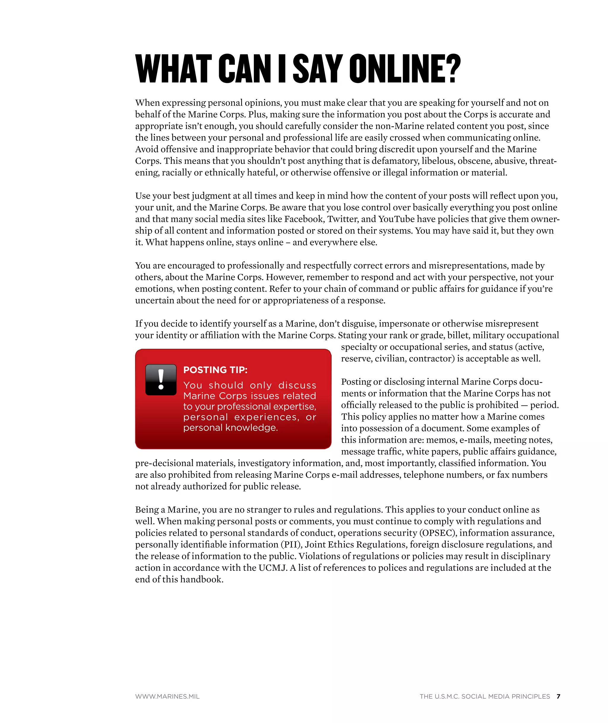 U.S. Marine Corps Social Media Handbook | PDF
