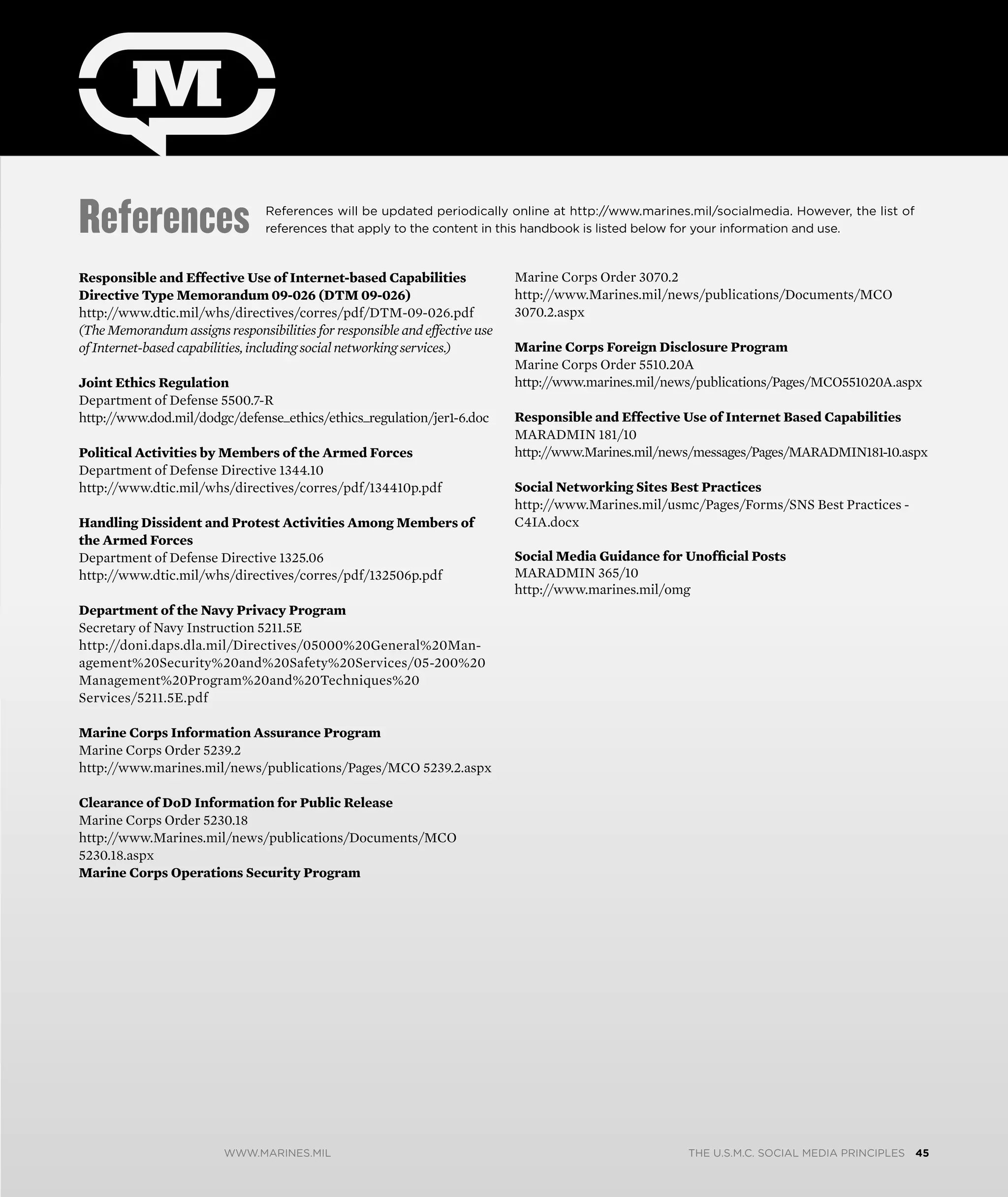 U.S. Marine Corps Social Media Handbook | PDF