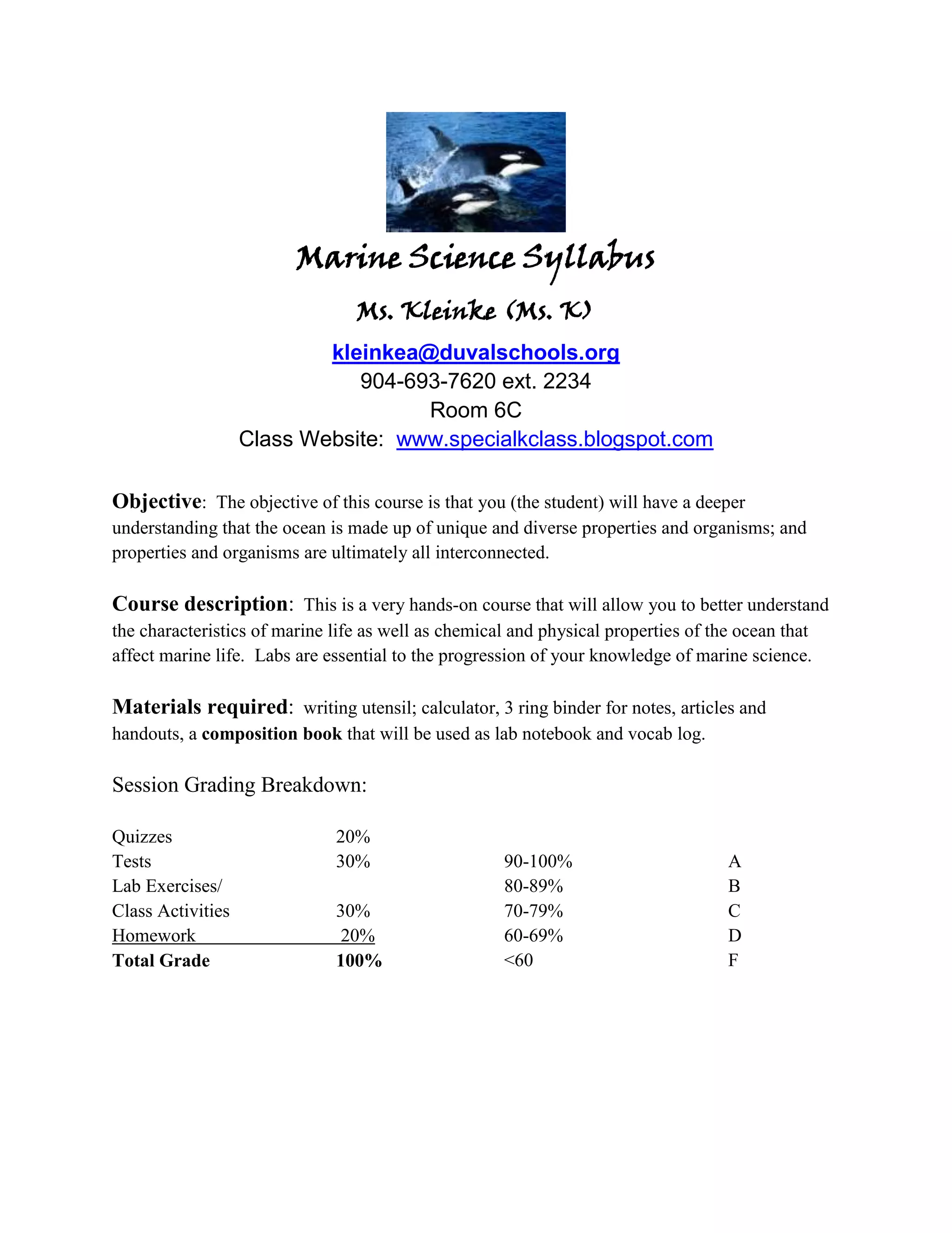 Marine science syllabus | PDF