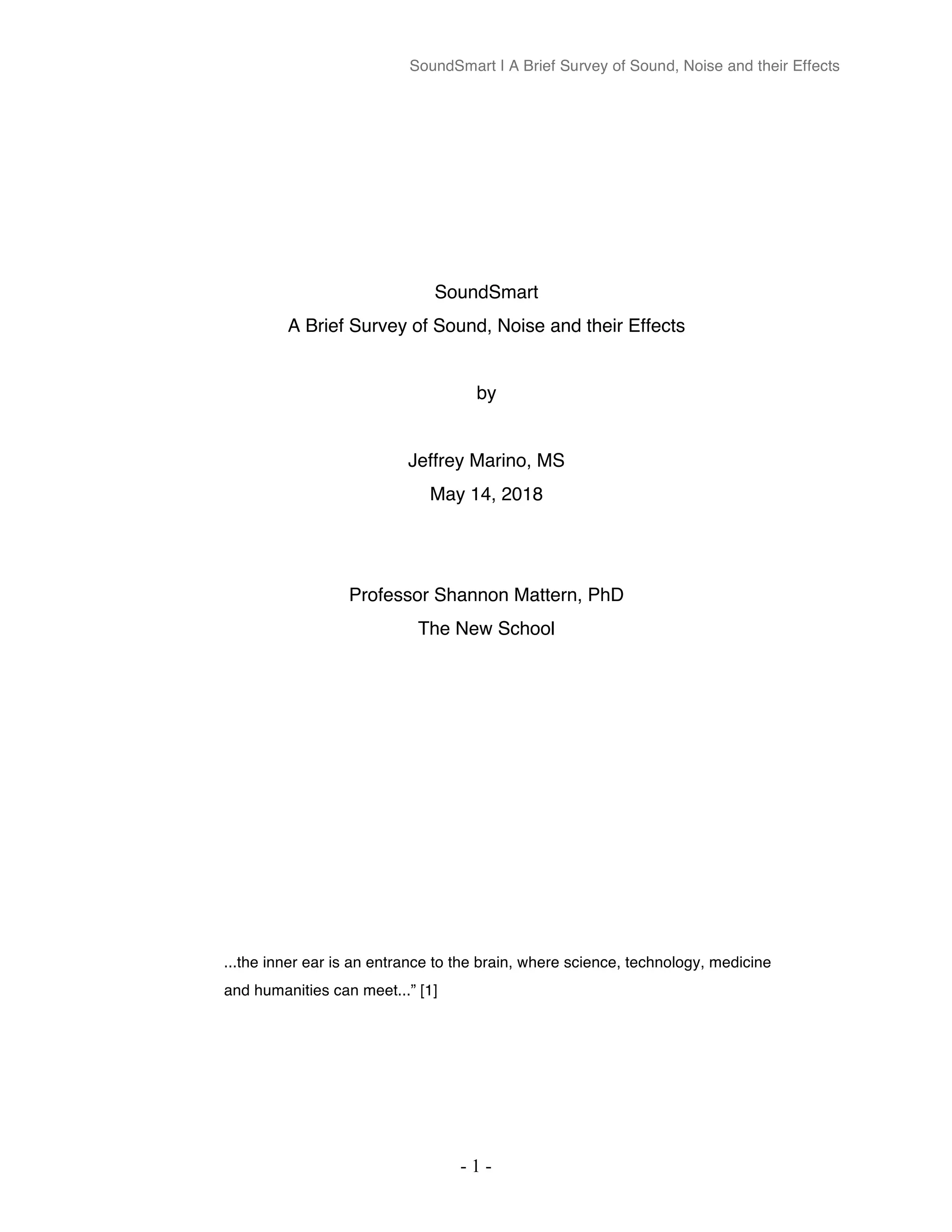 SoundSmart: A Brief Survey of Sound, Noise and their Effects | PDF