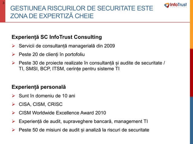 GESTIONAREA RISCURILOR DE SECURITATE A INFORMAȚIEI | PPT | Free Download