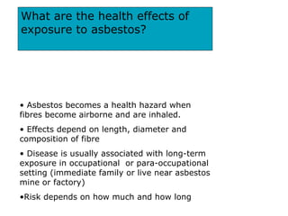 The health effects of asbestos exposure. | PPT