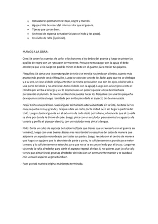 Marioneta nido de pájaros | DOCX