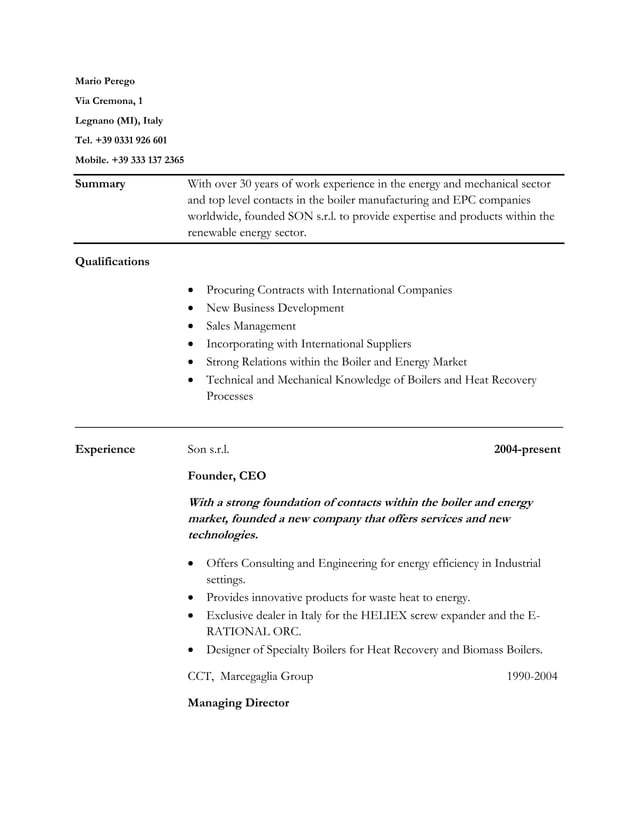 Mario perego cv | PDF
