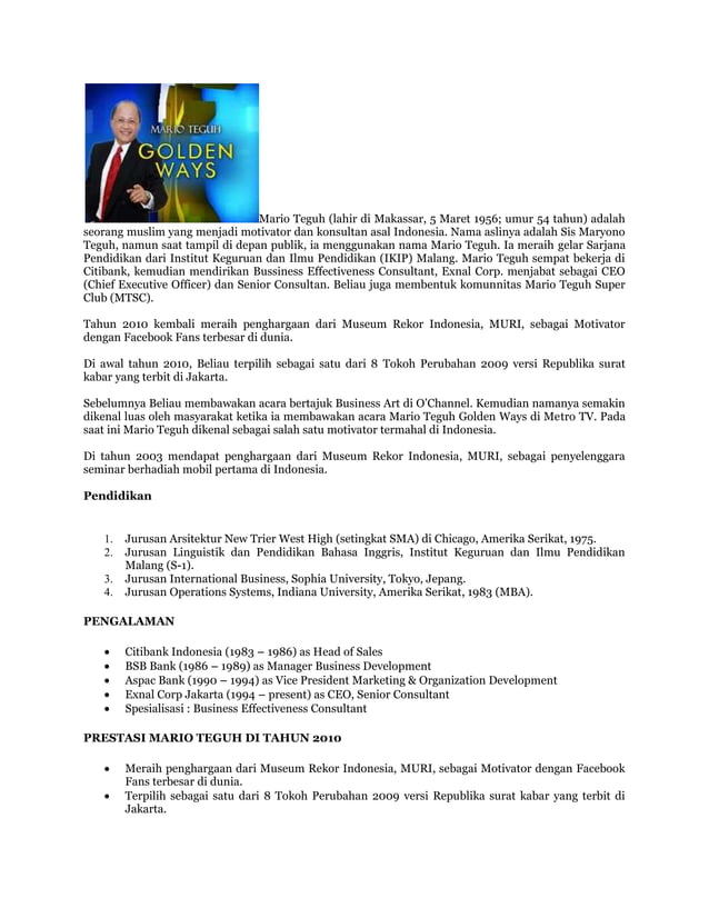 Mario teguh | PDF
