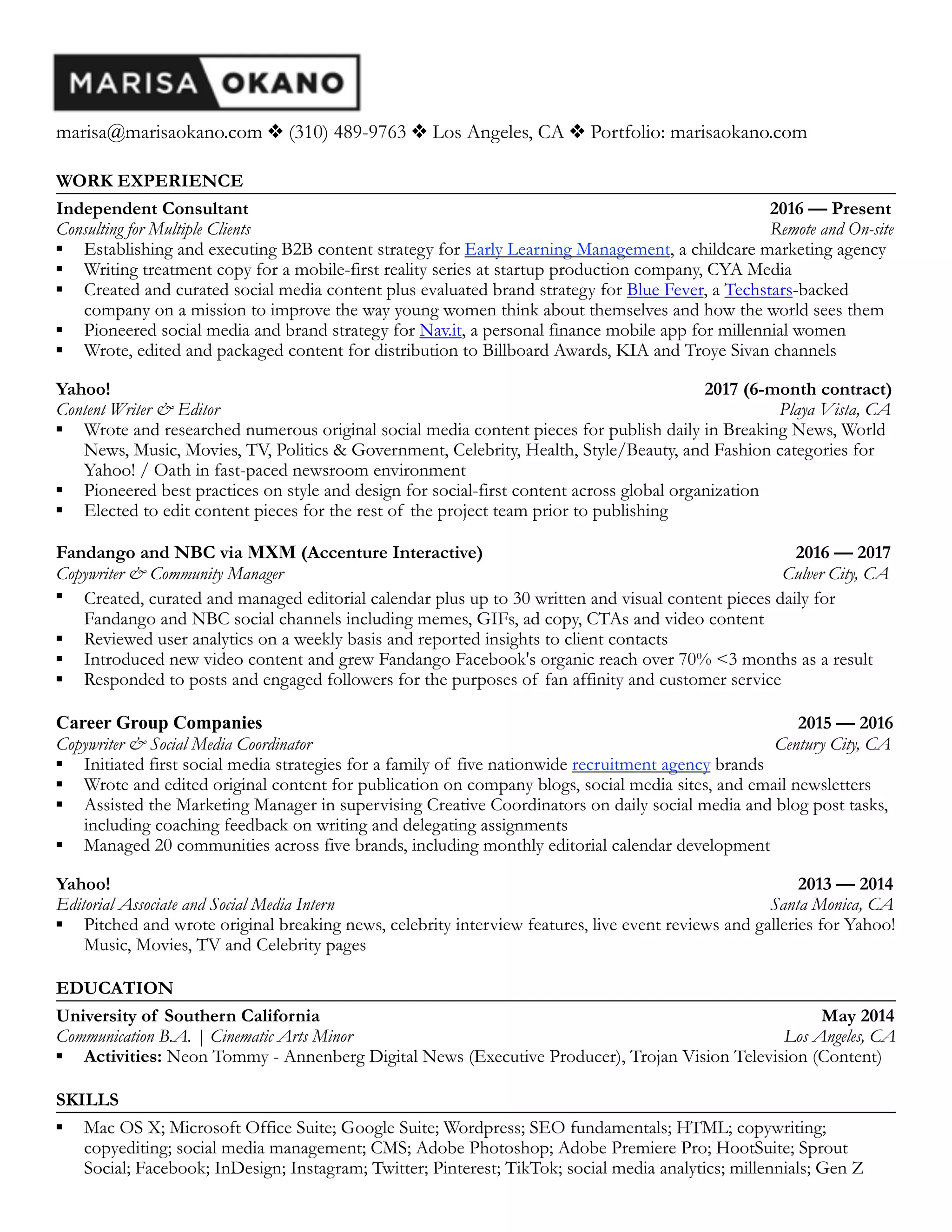 Marisa Okano - New Resume | PDF