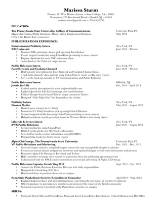 Marissa sturm's Resume | PDF
