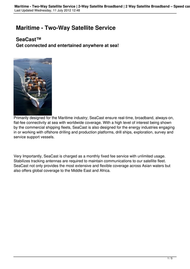 Two-Way Satellite Service | PDF