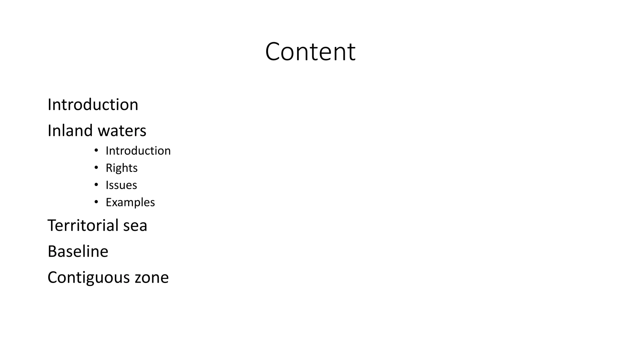 maritime boundaries law of the sea (marine spaces landward of the ...