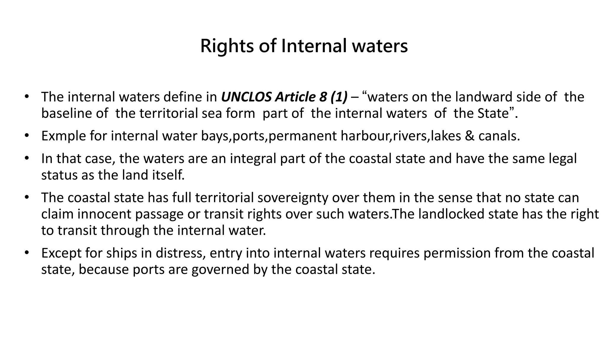 maritime boundaries law of the sea (marine spaces landward of the ...