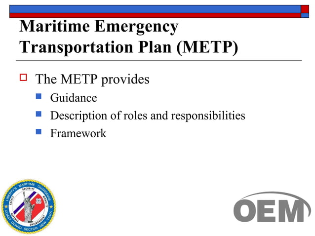 Maritime Emergency Transportation Plan | PPT